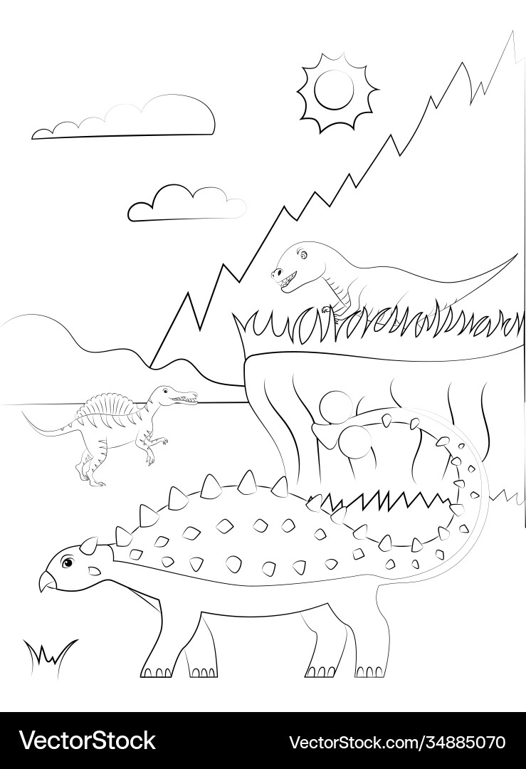 Coloring page outline dinosaur Royalty Free Vector Image