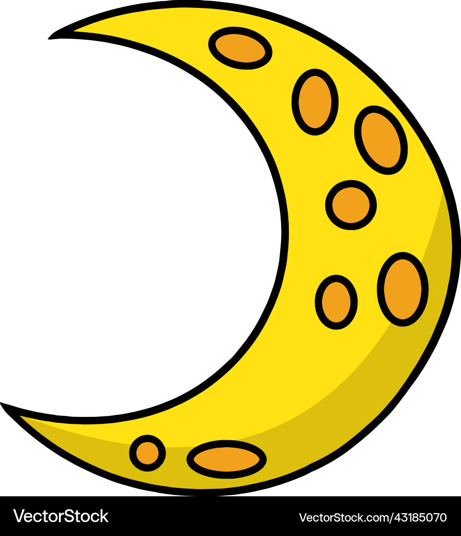 Crescent moon cartoon colored clipart Royalty Free Vector
