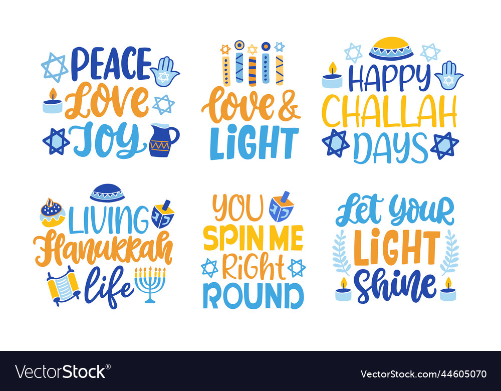 Happy hanukkah greeting card templates design set Vector Image