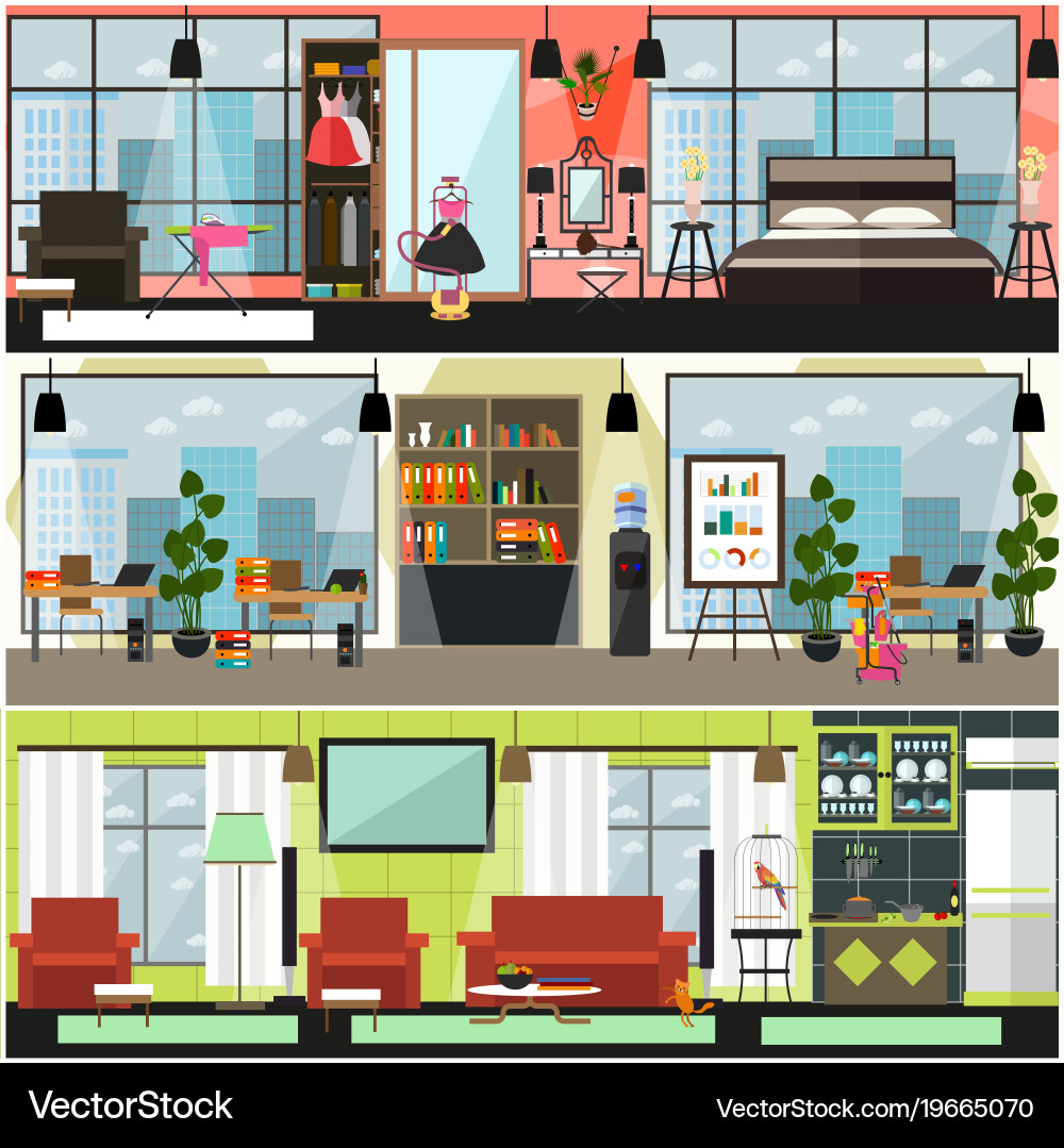 Home and office cleaning interior poster Vector Image