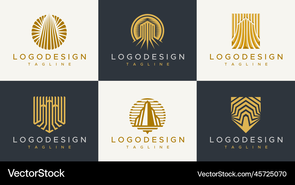 Luxury line building logo design template set Vector Image