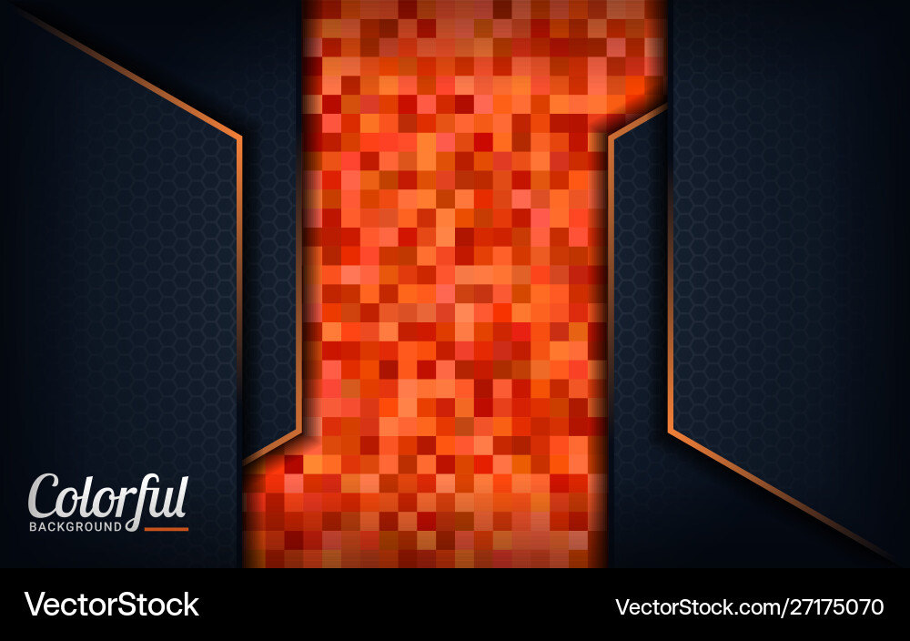 Modern colorful orange pixel background dark Vector Image
