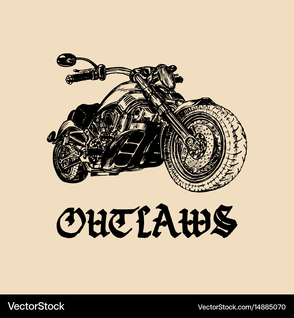 Motorcycle sketch with gothic handwritten Vector Image