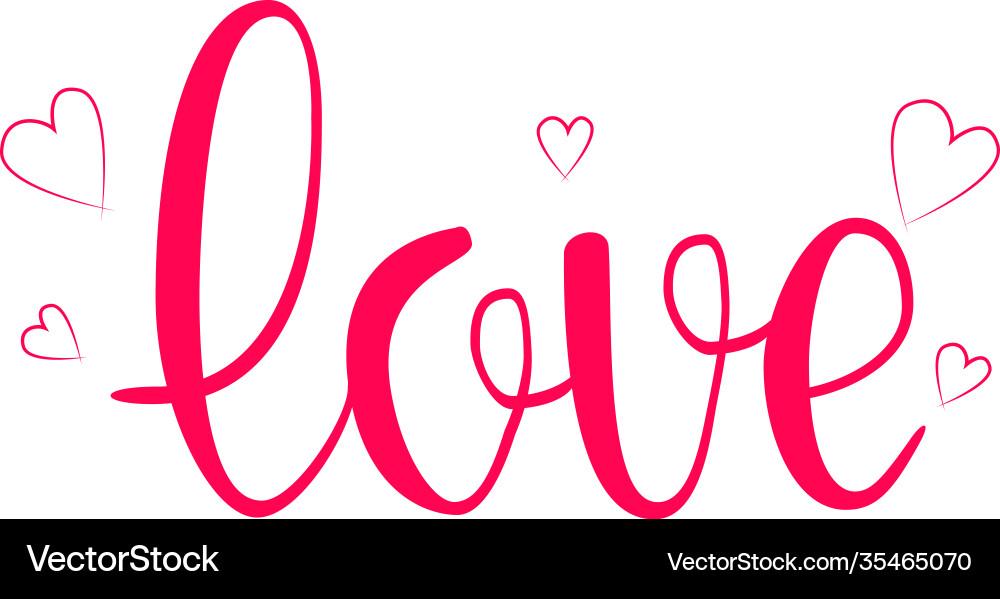 Red lettering love surrounded hearts Royalty Free Vector