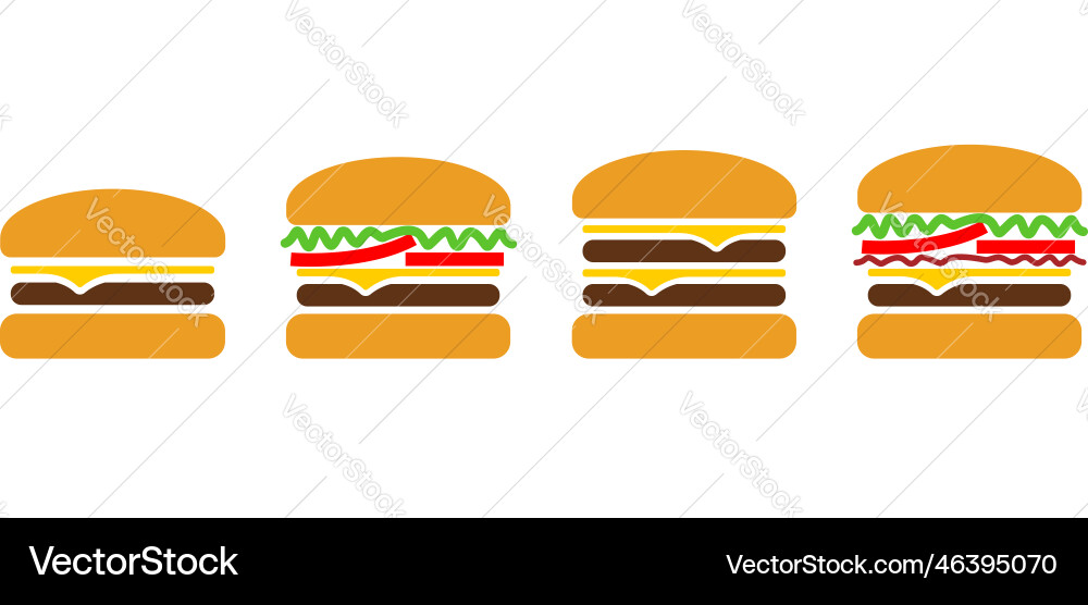 Simple classic burgers set Royalty Free Vector Image