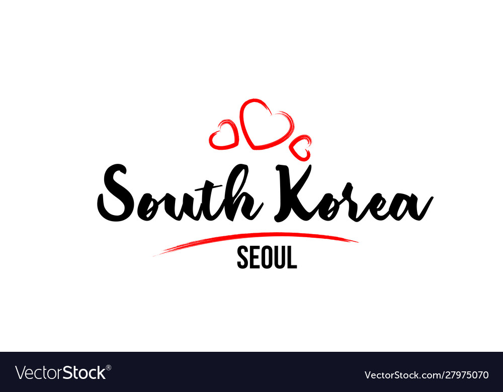 South Korea Country With Red Love Heart And Its Vector Image