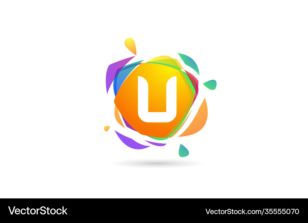 U colored alphabet letter logo icon creative Vector Image