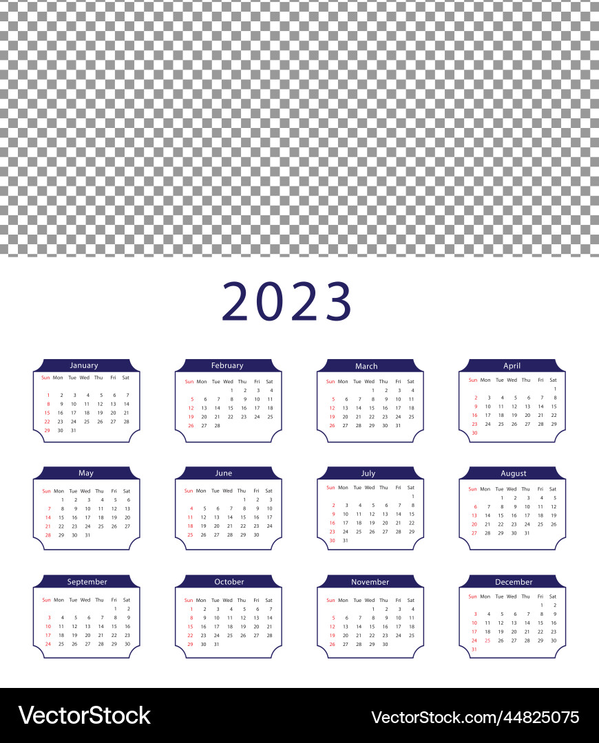 2023 calendar template clean calendar template Vector Image