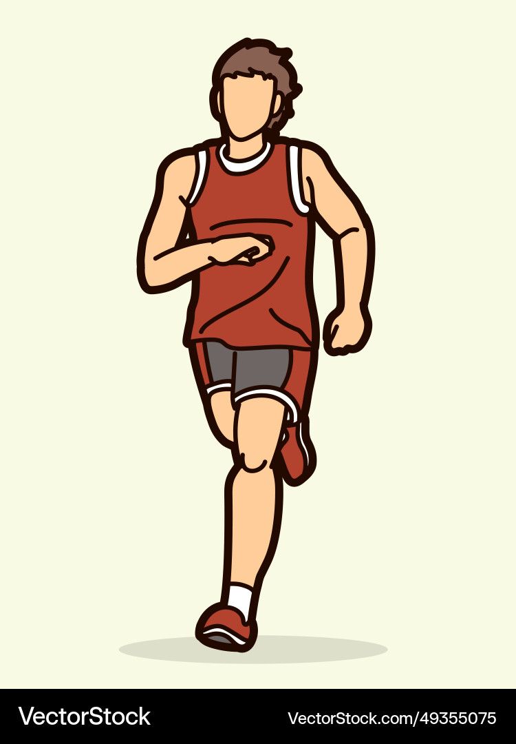 A man start running action marathon runner cartoon