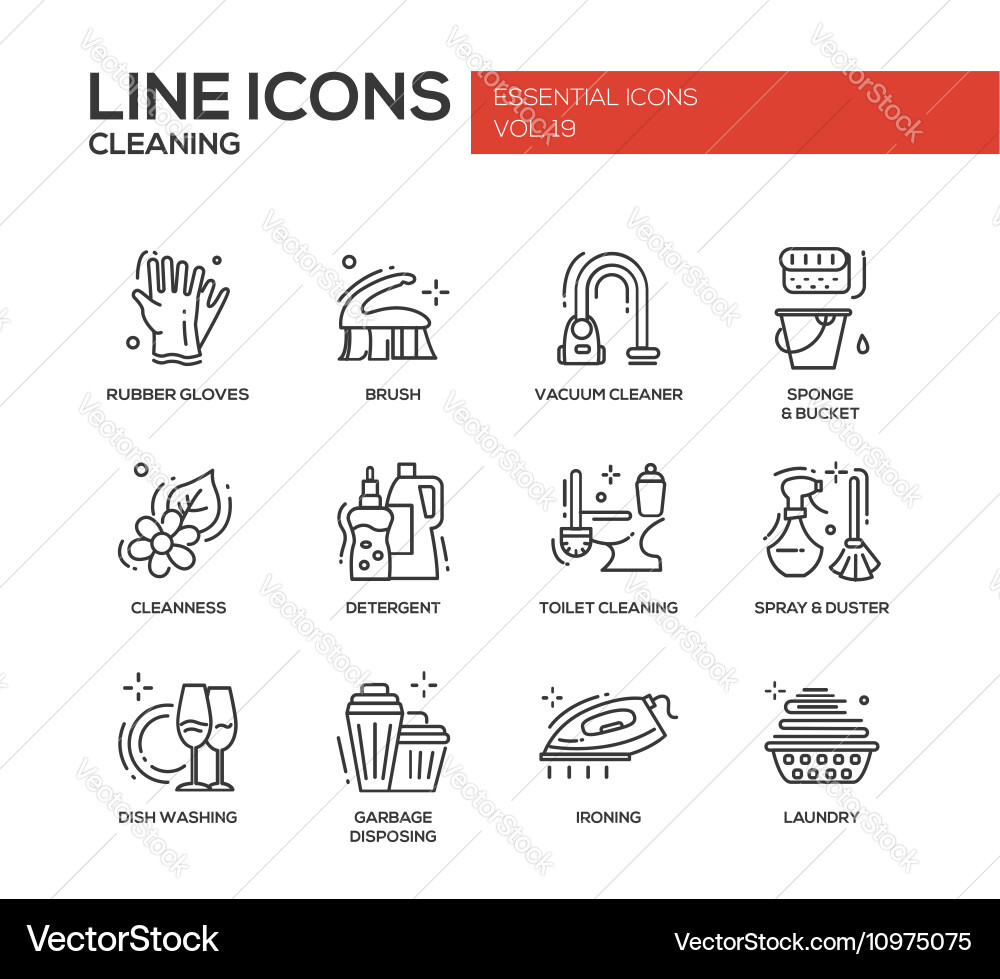 Cleaning - line design icons set Royalty Free Vector Image