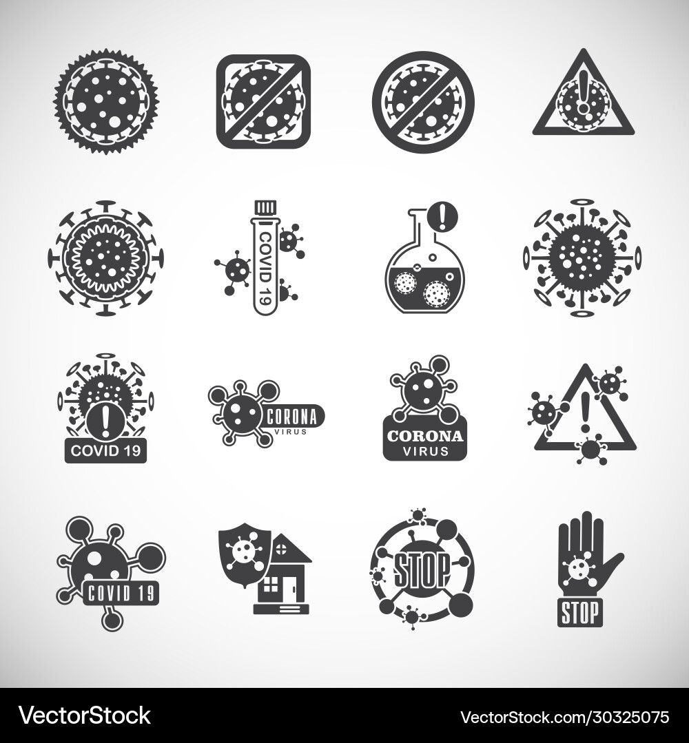 Coronavirus related icons set on background Vector Image