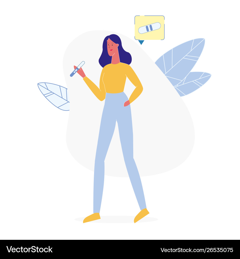 Lady holding pregnancy test Royalty Free Vector Image