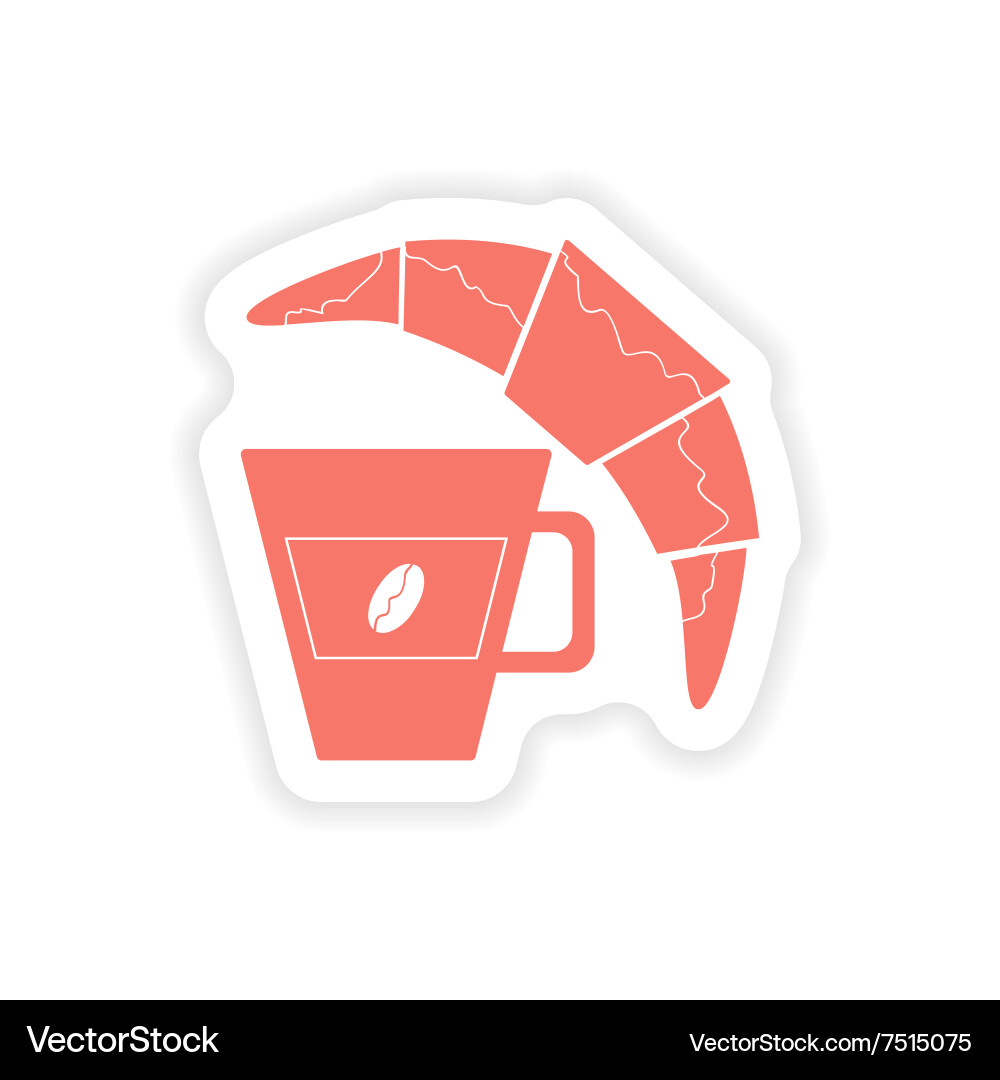 Paper sticker on white background coffee cup Vector Image