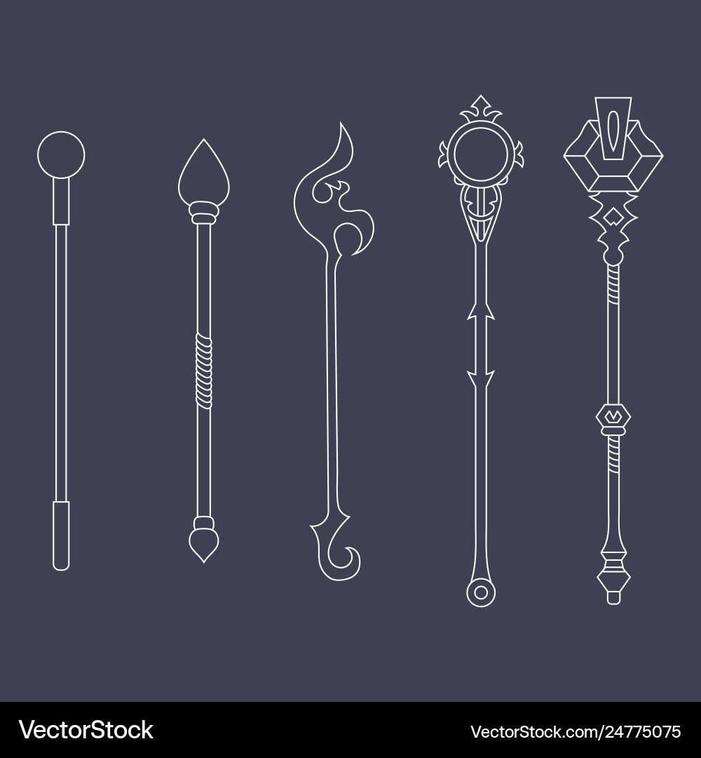 Set white outline staff icons Royalty Free Vector Image