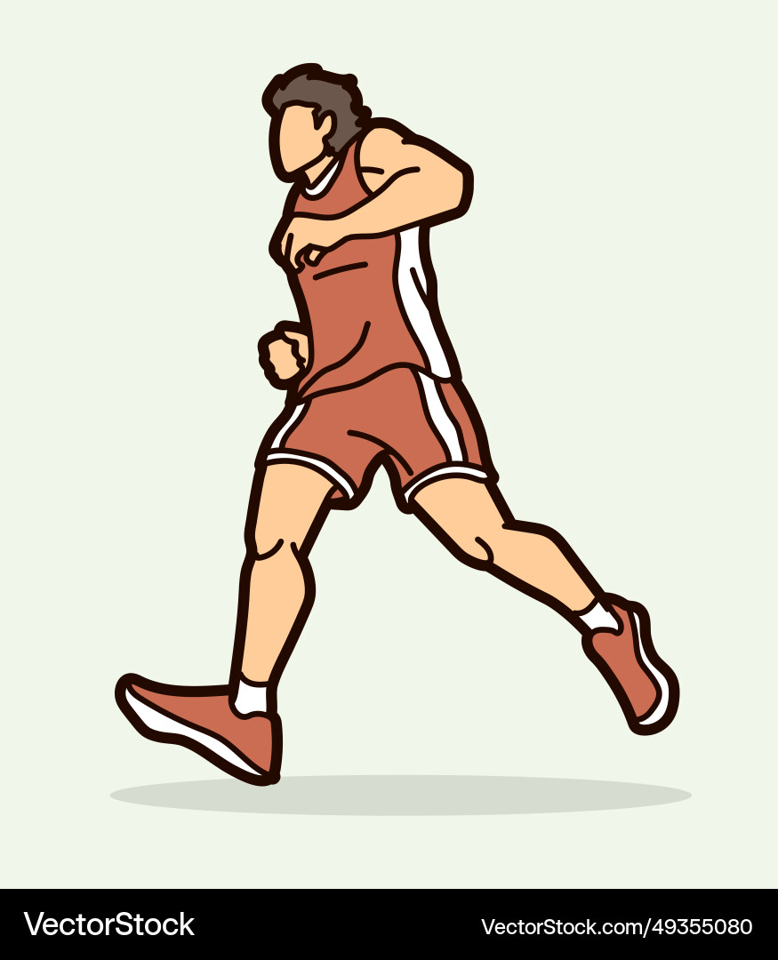 A man start running action marathon runner cartoon