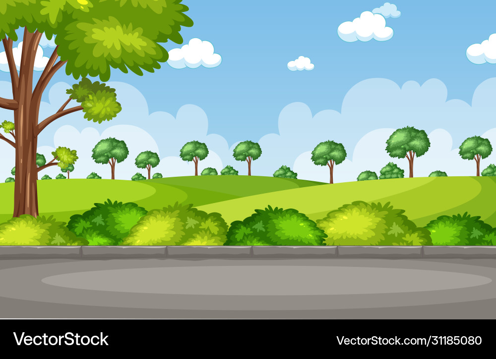 Background scene with road in park Royalty Free Vector Image