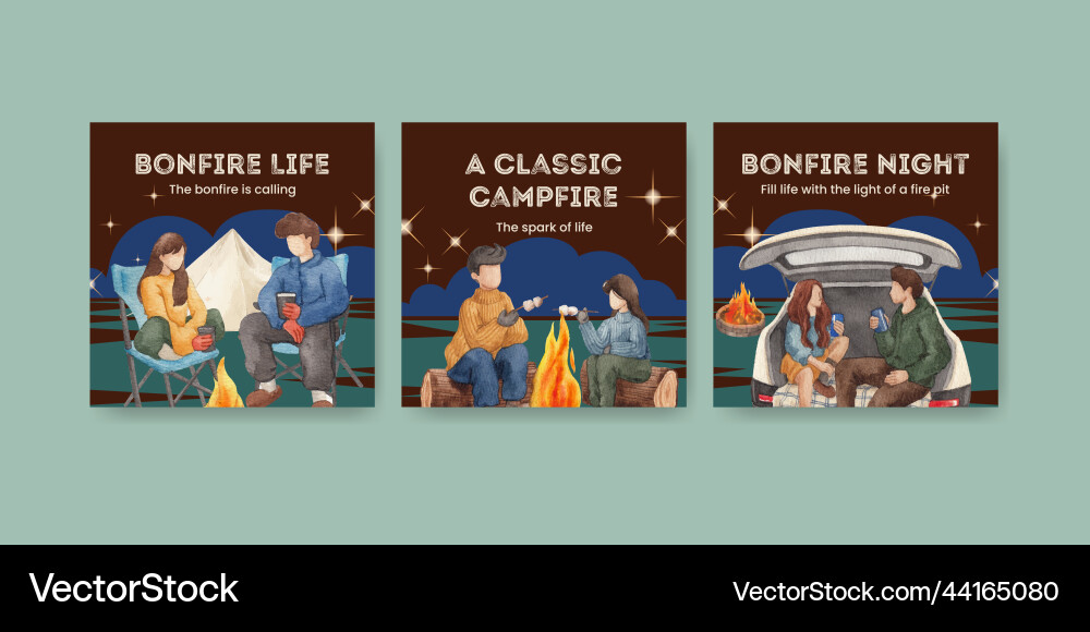 Banner template with bonfire party Royalty Free Vector Image