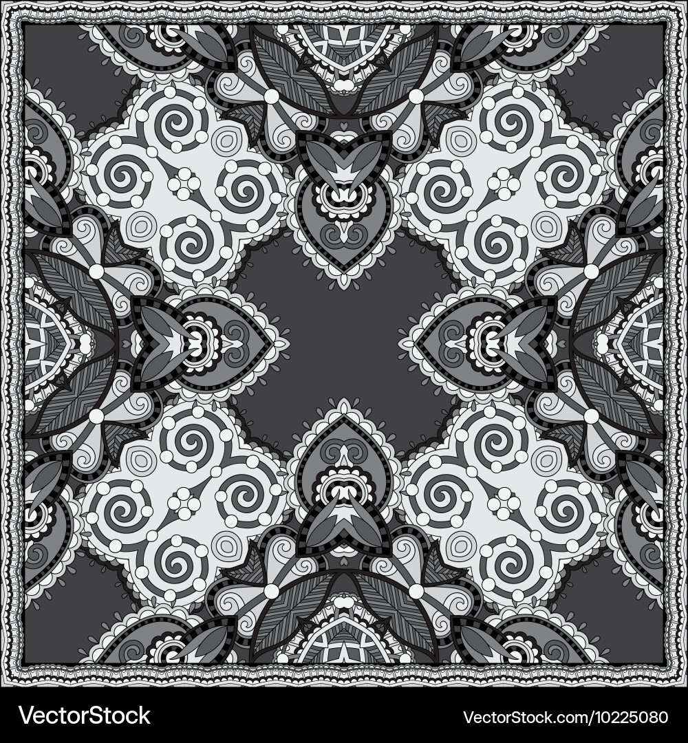 Black and white authentic silk neck scarf Vector Image