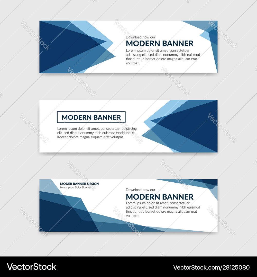 Blue modern company banner design set Royalty Free Vector