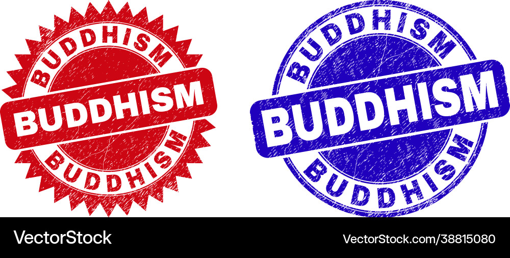 Buddhism rounded and rosette seals with rubber Vector Image