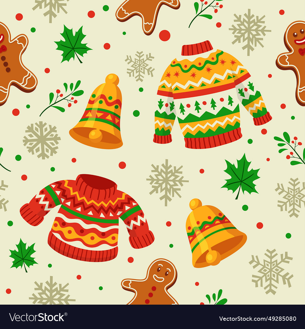 Christmas seamless pattern with ugly sweater Vector Image