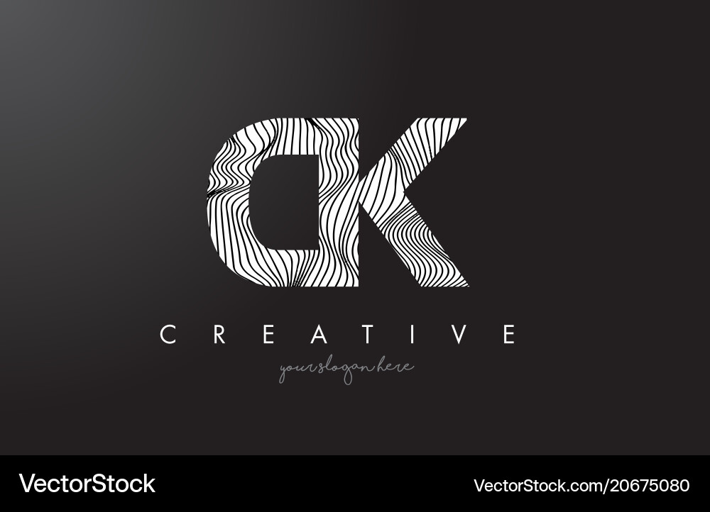 Ck c k letter logo with zebra lines texture Vector Image