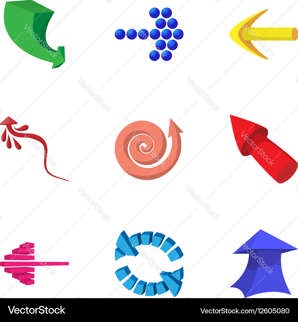 Direction icons set cartoon style Royalty Free Vector Image