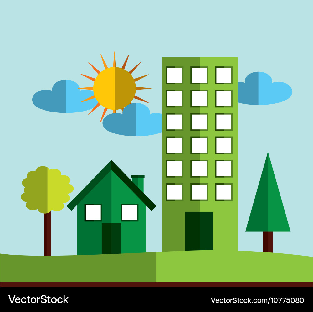 Eco city green icon Royalty Free Vector Image - VectorStock