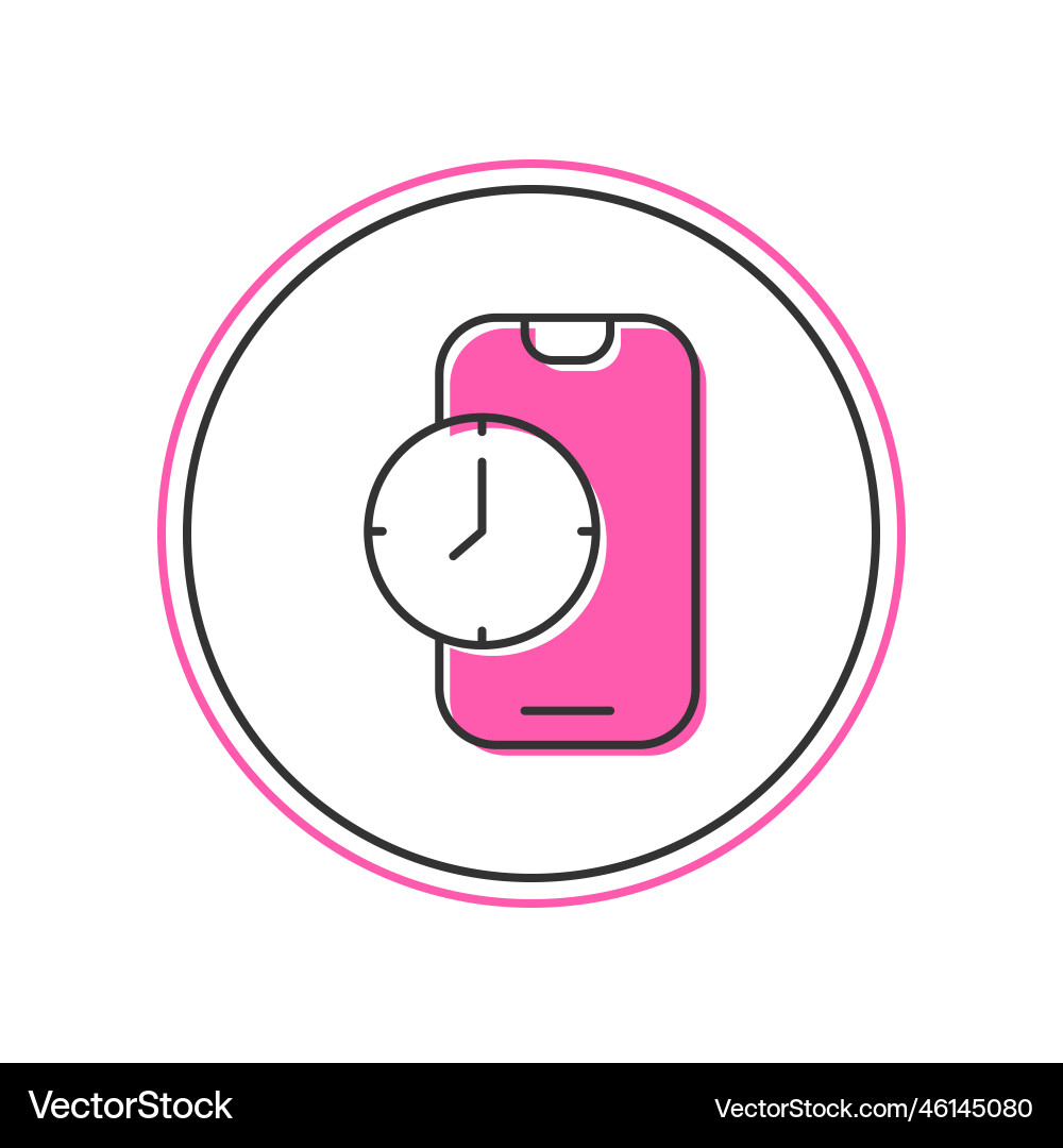 Filled outline alarm clock app smartphone Vector Image