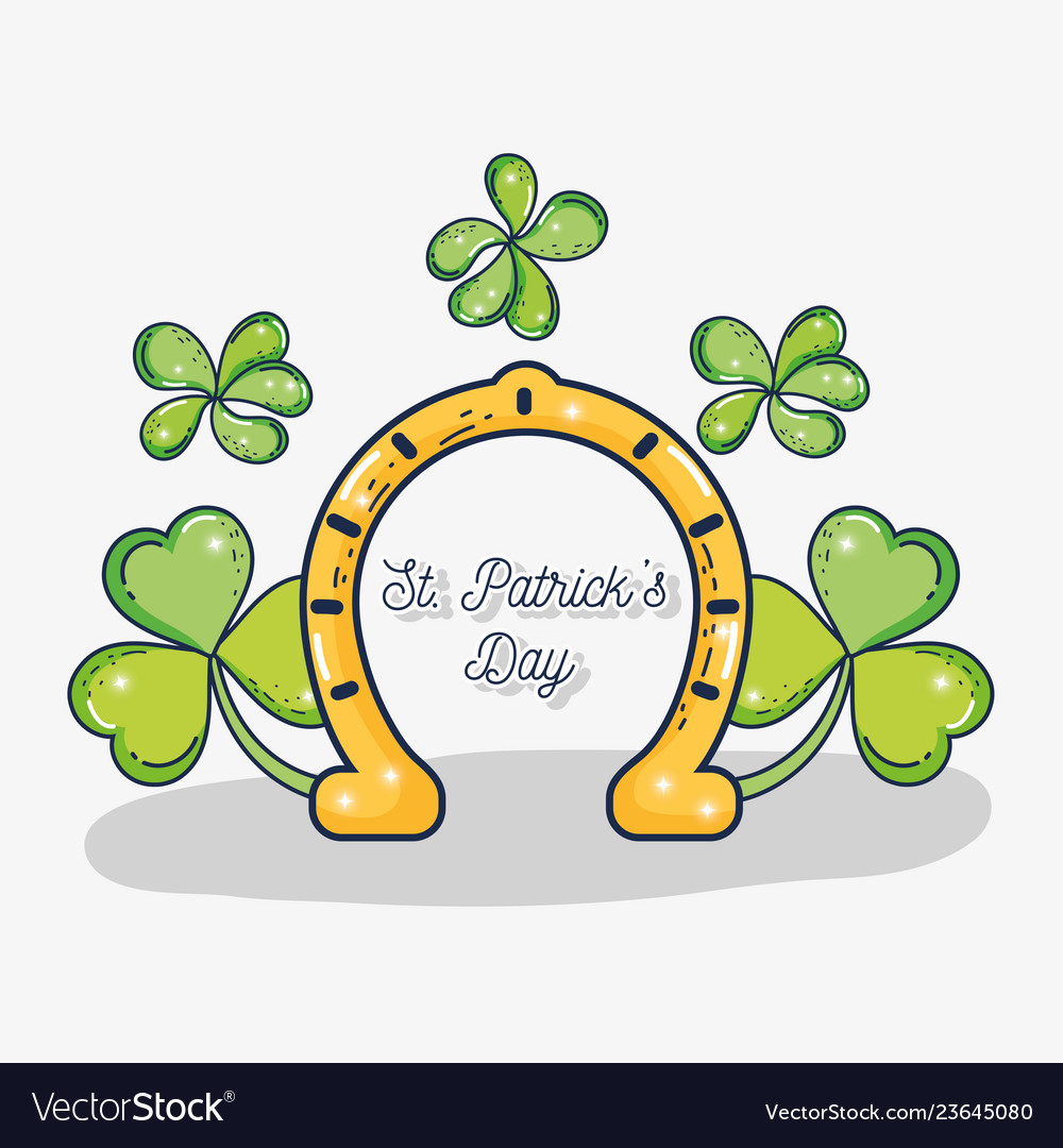 Gold horseshoe with clovers to st patrick event Vector Image