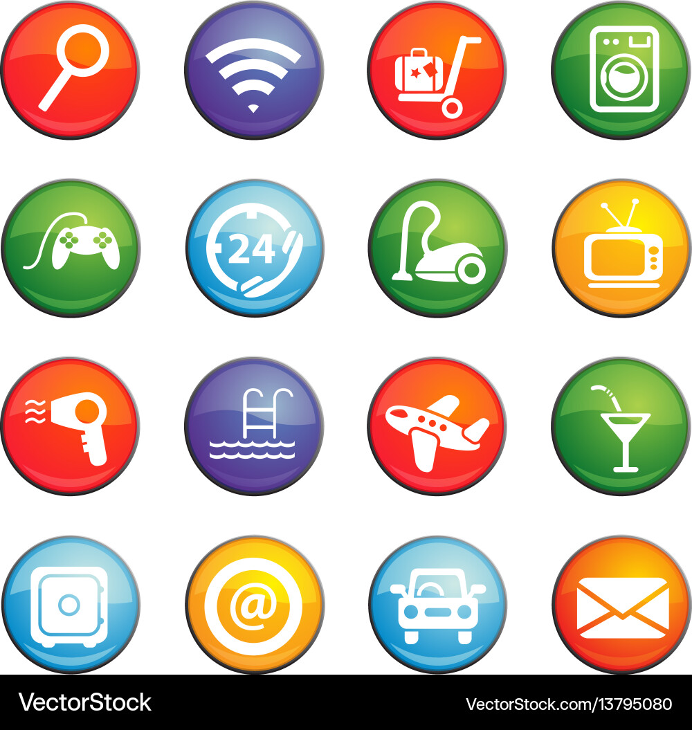 Hotel room service icon set Royalty Free Vector Image