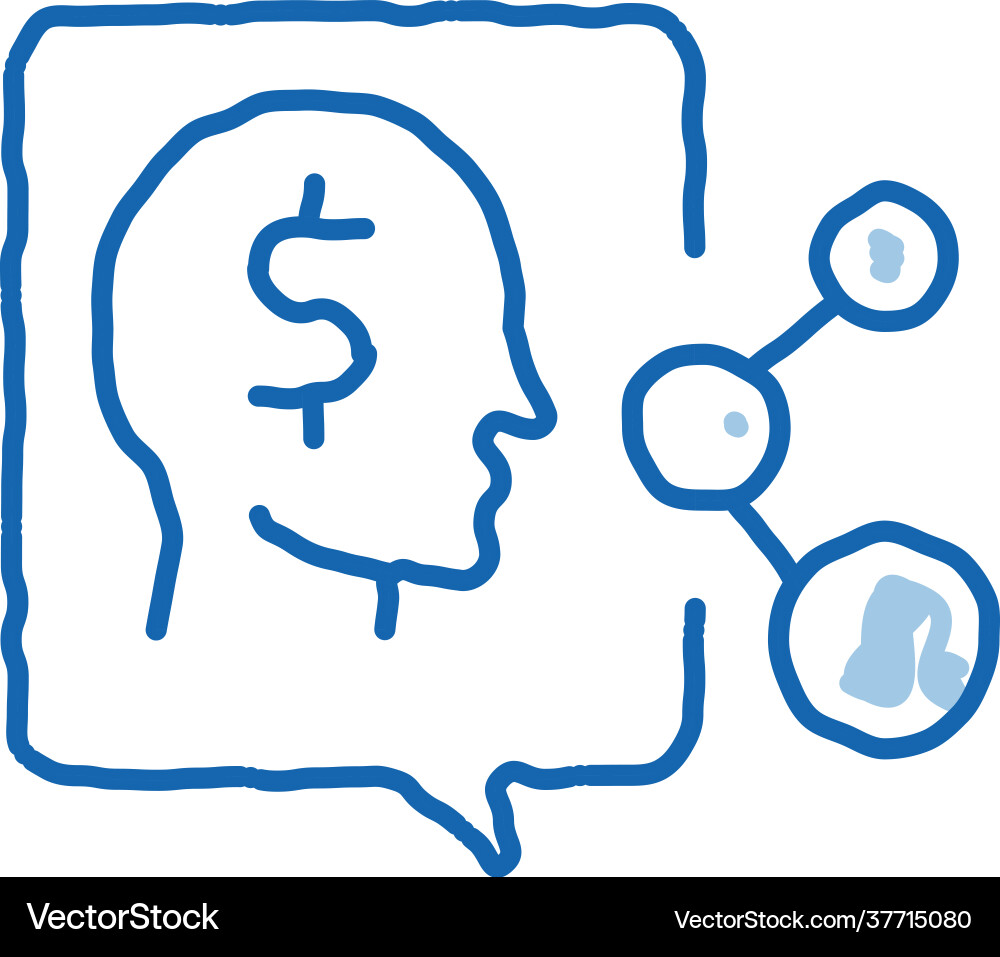 Human think about money doodle icon hand drawn Vector Image