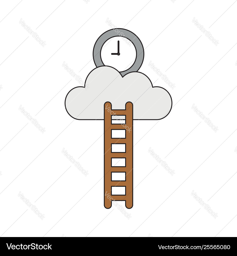 Icon concept reach clock on cloud with ladder Vector Image