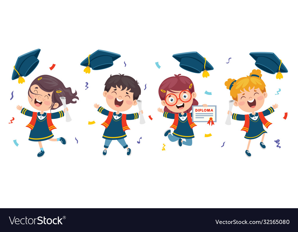 Kids in graduation costume Royalty Free Vector Image