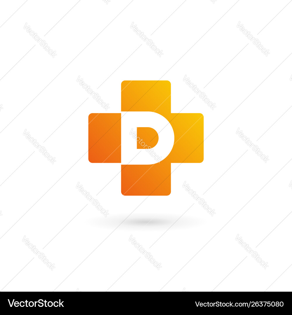 Letter d cross plus logo icon design template Vector Image