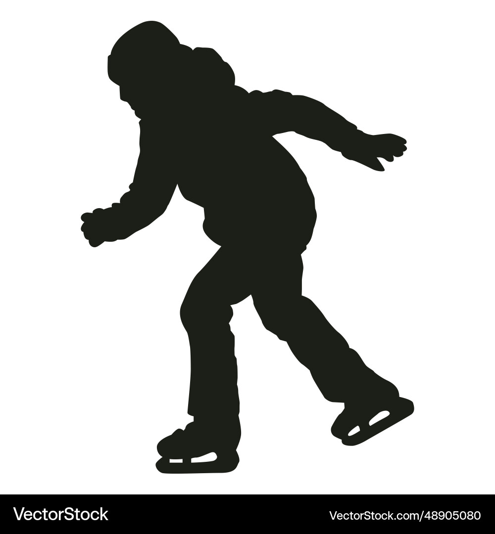 Little boy ice skating silhouette Royalty Free Vector Image