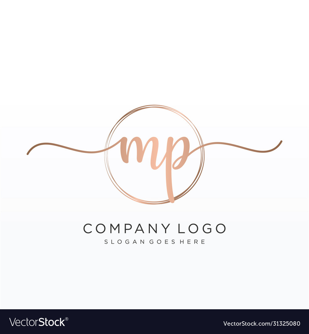 Mp initial handwriting logo design Royalty Free Vector Image