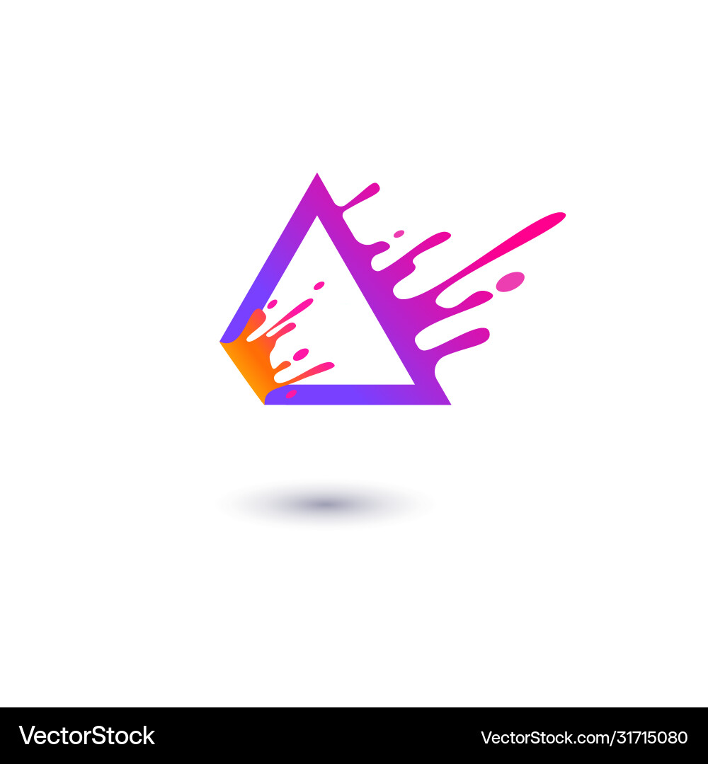 Purple triangle frame with fluid contour splashing