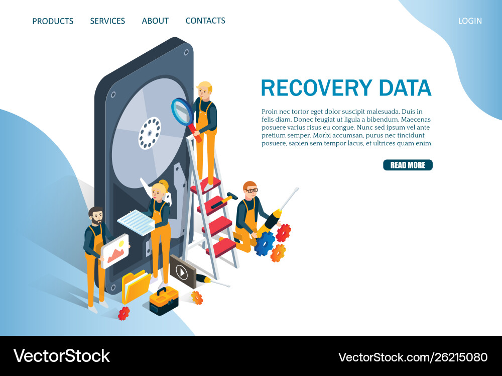 Recovery data website landing page design Vector Image