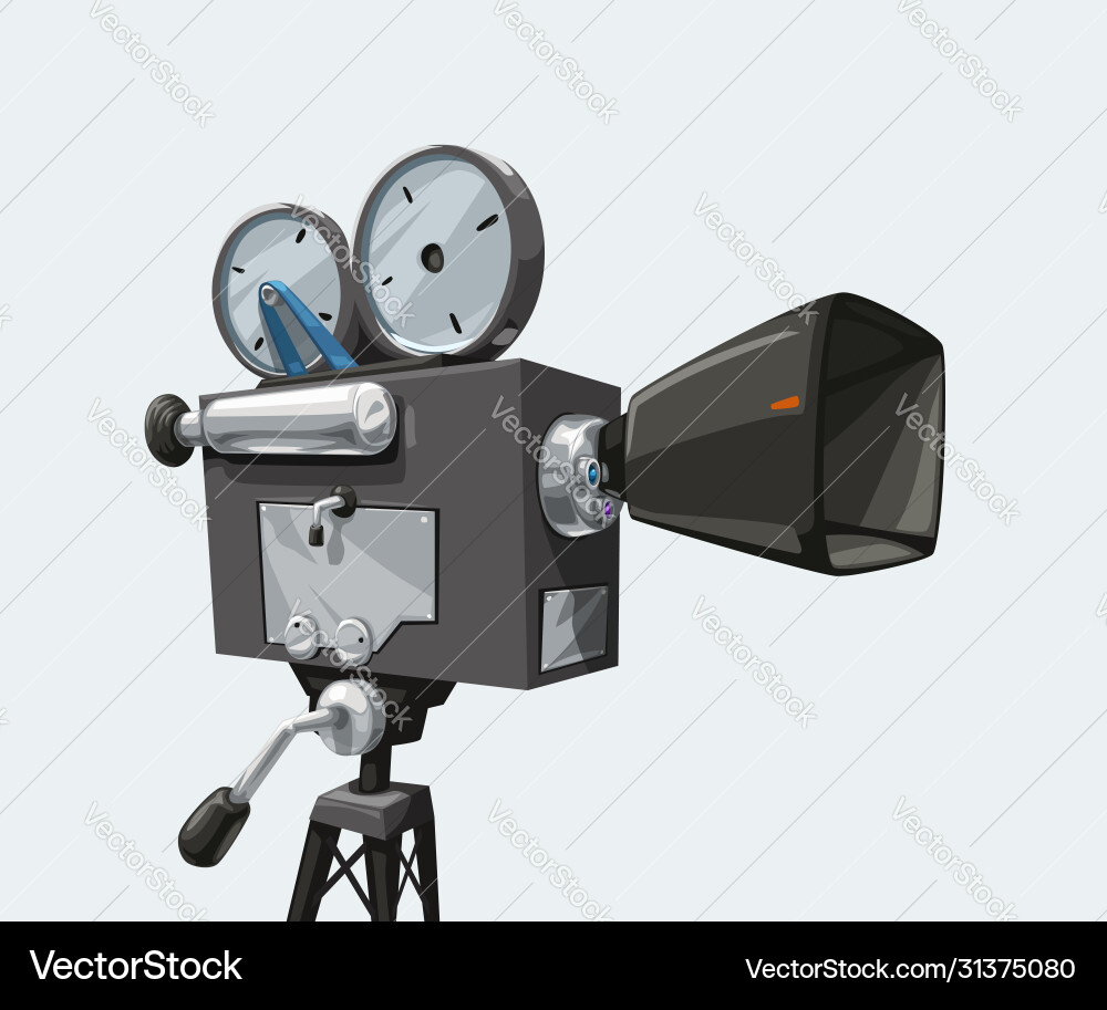 Vintage cinema camera on white Royalty Free Vector Image
