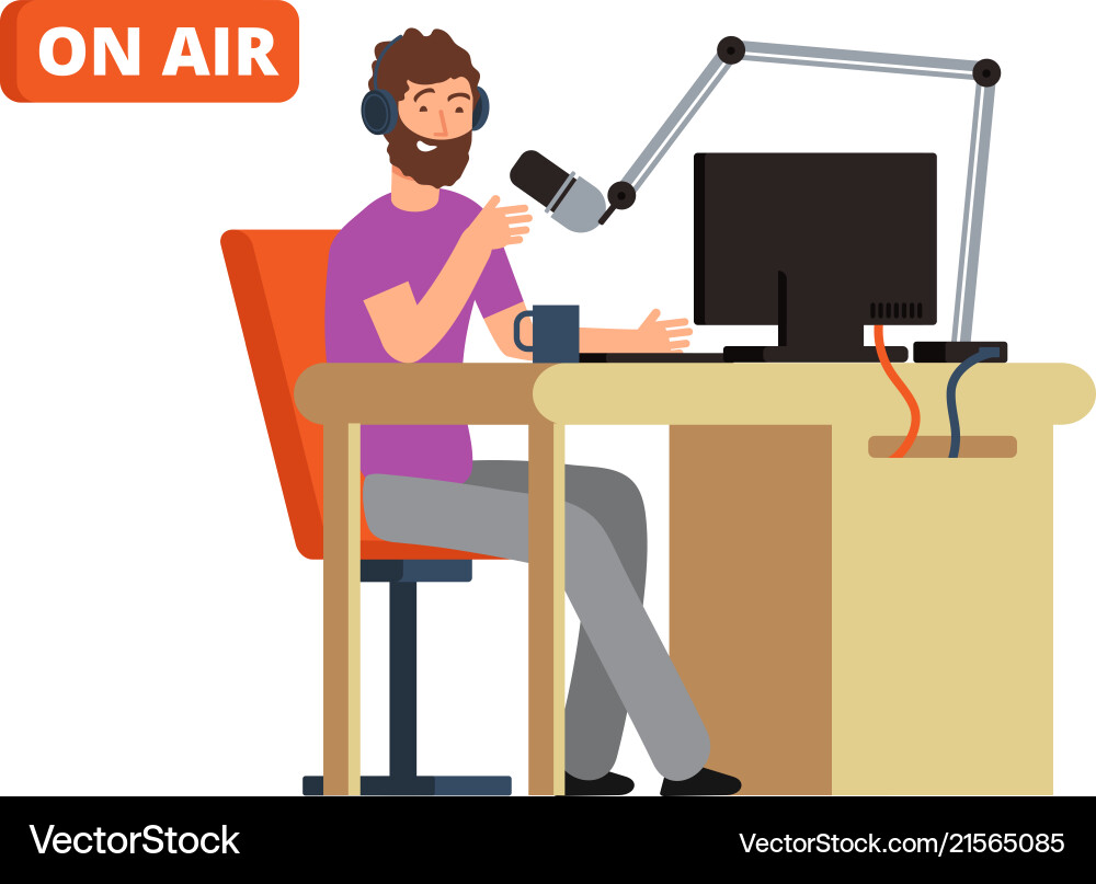 Broadcast in radio studio broadcasting person Vector Image