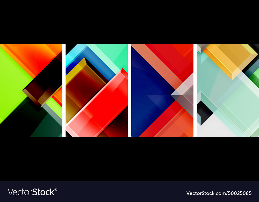 Color glass glossy square composition poster set Vector Image