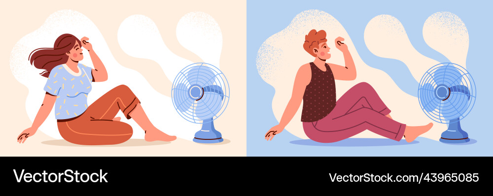 Cooling in hot weather concept Royalty Free Vector Image