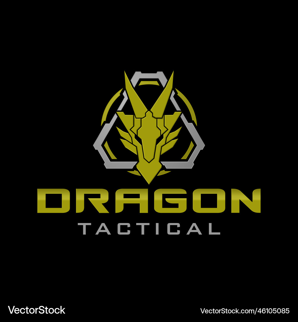 Dragon logo head military tactical Royalty Free Vector Image