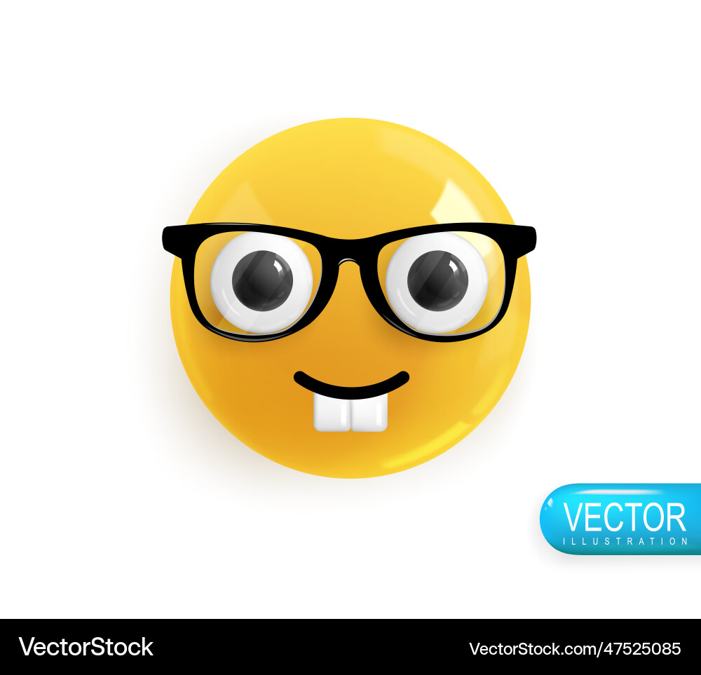Emotion realistic 3d render icon smile emoji Vector Image