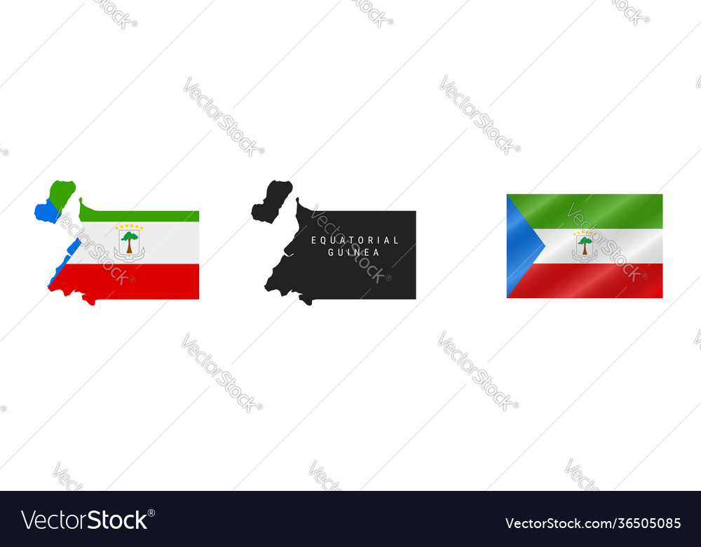 Equatorial guinea detailed flag map detailed Vector Image