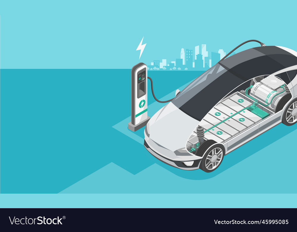 Ev technology background space Royalty Free Vector Image