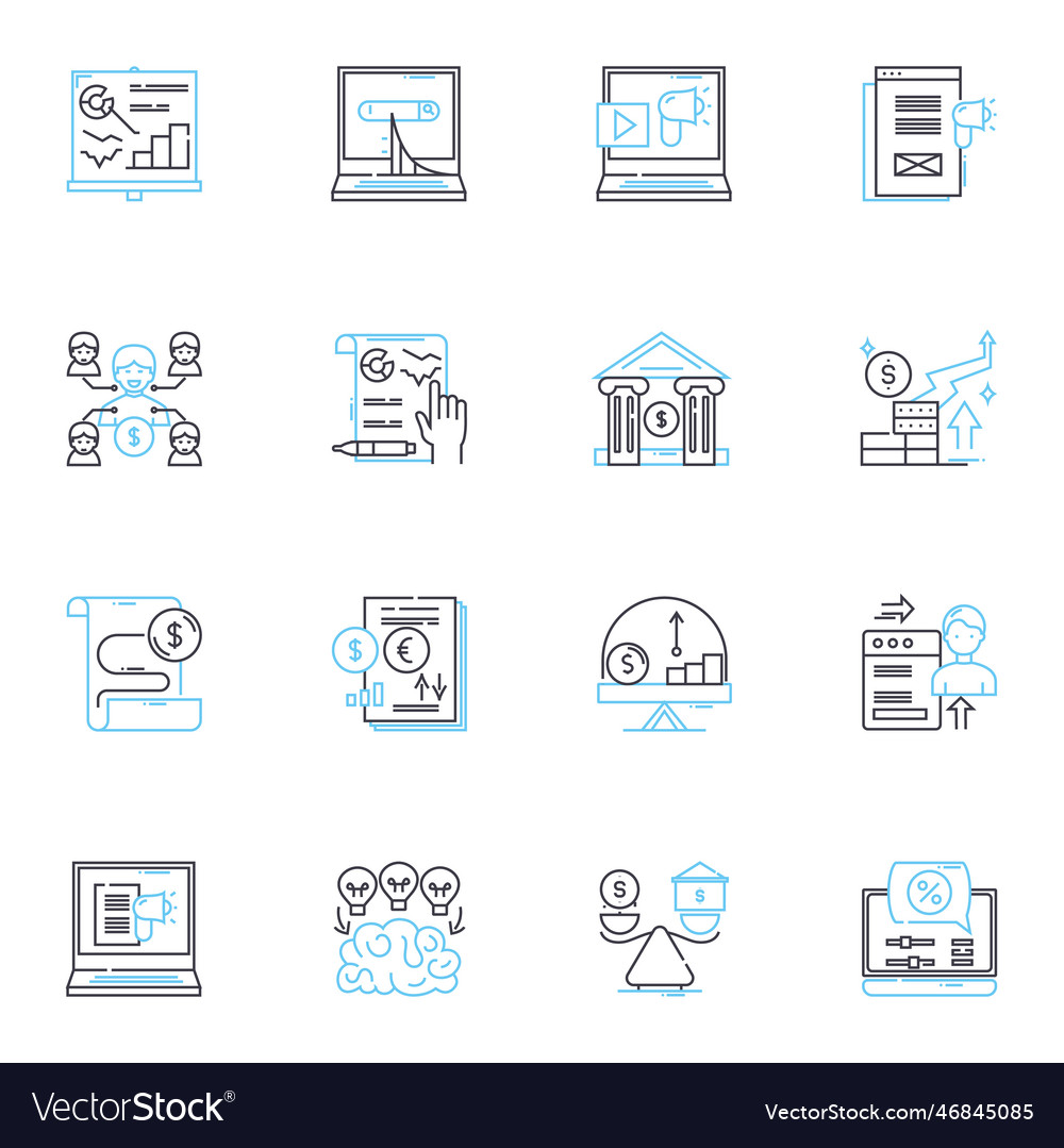 Financial allocation linear icons set budgeting Vector Image Financial allocation linear icons set budgeting Vector Image