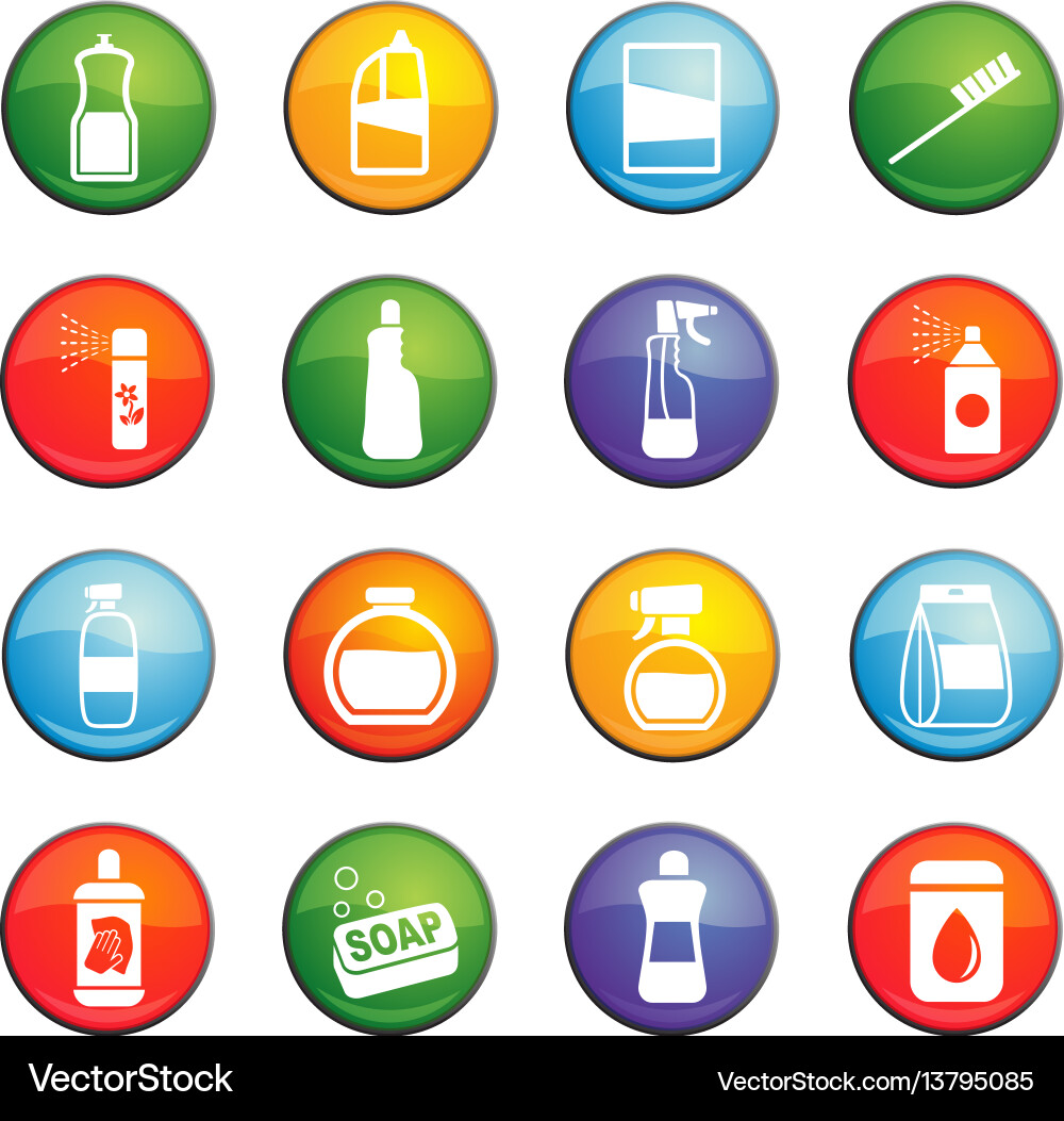 Household chemicals icon set Royalty Free Vector Image