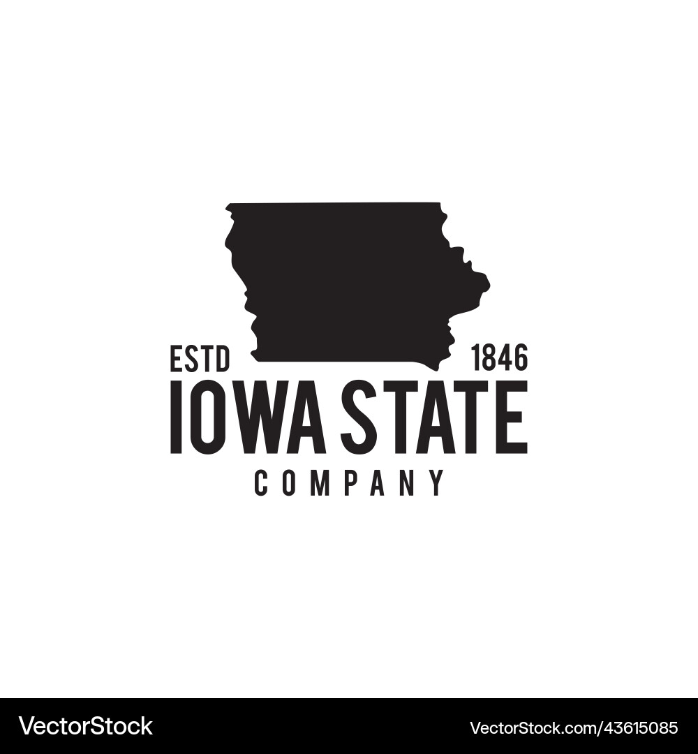 Iowa state outline map logo design Royalty Free Vector Image